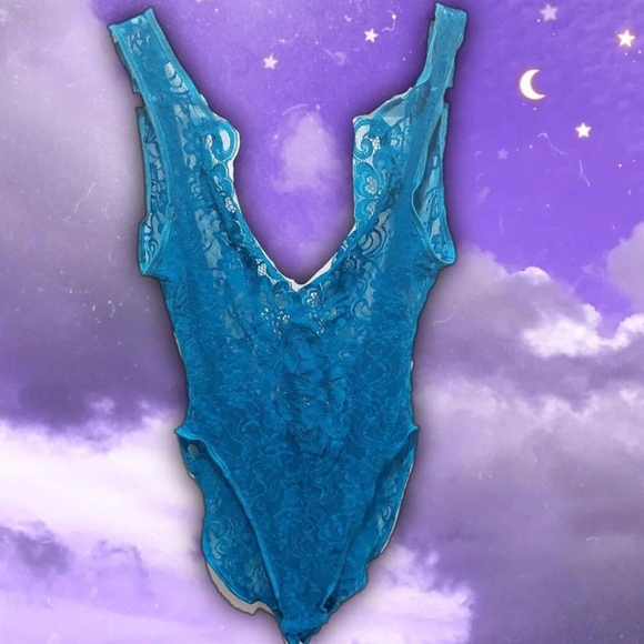 Intimates & Sleepwear | Vintage 8s90s Blue Lace Body | Poshmark